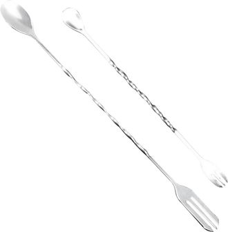 SOLUSTRE 3 S&auml;tze Barkeeper Stange Fork Cocktail Herstellung Zubeh&ouml;r L&ouml;ffel R&uuml;hrer Wein Handhaben P&uuml;rierstab Eisgabel R&uuml;hrst&auml;bchen Mischen Silber 4 St&uuml;ck * 3