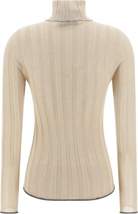 Fabiana Filippi Ribbed Lurex Sweater - Beige