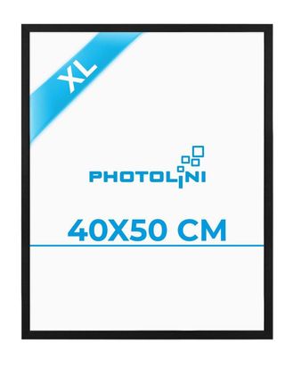 Photolini Bilderrahmen 40x50 schwarz Holz MDF, Bilderrahmen 50x40 schwarz mit bruchsicherem Acrylglas, Rahmen 40x50 zum Aufh&auml;ngen, 50 x 40 frame mit Zubeh&ouml;r - p