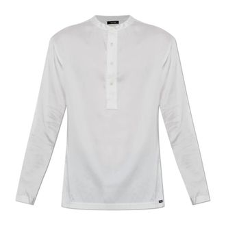 Tom Ford Homme, Tops, Blanc, Taille: M Chemise en soie &agrave; demi-boutonnage