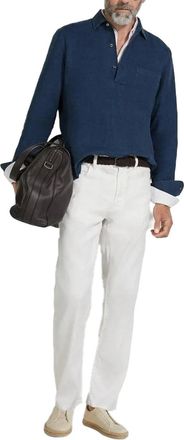 Ermenegildo Zegna Linen Half-Placket Shirt - Navy