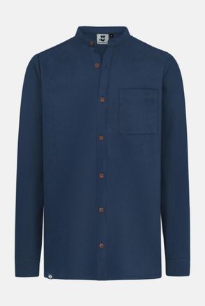 Hanseheld Stehkragen-Hemd Herren Navy-Blau Baumwolle GOTS