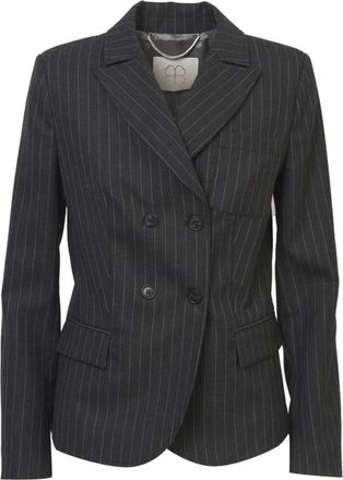 True Royal Femme, Vestes, Gris, Taille: 46 FR Pinstriped Double-Breasted Jacket