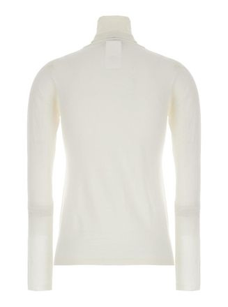 Max Mara White High Neck Wool Sweater For Women Virgin Tops Top