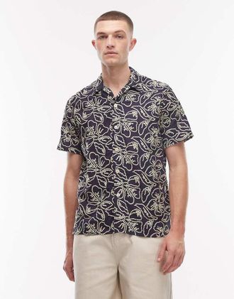 Paul Smith Chemise &agrave; broderies fleuries - Bleu marine