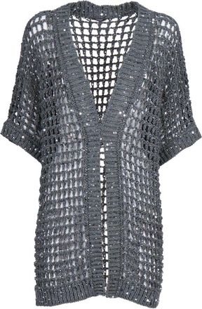 PESERICO Femme, Pulls, Vert, Taille: 40 FR Cardigan en maille ajour&eacute;e