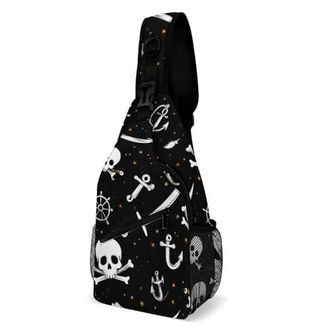 Generic Sacoche Homme Bandouliere Cr&acirc;nes de pirates &agrave; ancre nautique L&eacute;ger Sac De Poitrine R&eacute;glable Sac &agrave; Poitrine pour Homme &eacute;cole Randonn&eacute;e