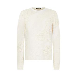 Roberto Cavalli Homme, Pulls, Beige, Taille: L Haut en Coton à Motif Python