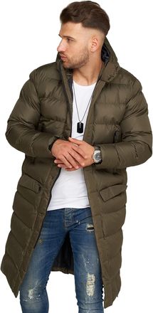 SOULSTAR Herren Parka Winterjacke als Langer Steppmantel mit Kapuze - Winterparka als Puffermantel - Wintermantel f&uuml;r M&auml;nner S2_GRAPEFRUIT-Olive-XXL
