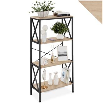TecTake Étagère Bibliothèque 61,5 x 31,5 x 133,5 cm, 4 Niveaux, Meuble de Rangement Bibliotheque Style Industriel Meuble Salon Bureau Chambre Cuisine Etagere 