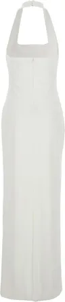 Solace London Womens White Long Dress With Square Neckline Polyester