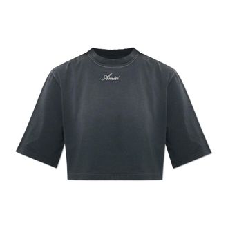 Amiri Kurz geschnittenes T-Shirt im Vintage-Look - - Tops - Damen - Grau - XS