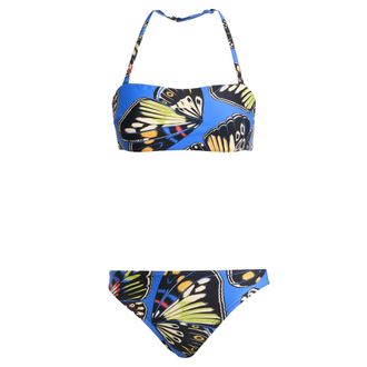 adidas Womens x Farm Rio Bandeau Bikini-Set Hi-Res Blue/Sand Strata 36