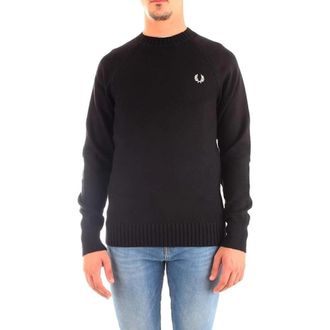Fred Perry Contrast Texture Rundhals-Pullover - - Knitwear - Herren - Schwarzk - S