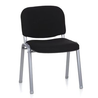 hjh OFFICE 704100 Chaise Visiteur XT 600 Tissu Noir/Argent Chaise de conf&eacute;rence rembourr&eacute;e, empilable