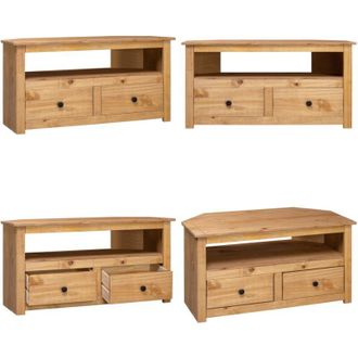 vidaXL TV-Eckschrank 93 x 49 x 49 cm Massivholz Panama-Kiefer - TV Schrank - Eckschrank - Fernsehtisch - Massivholzm&ouml;bel - Kiefer - Home & Living