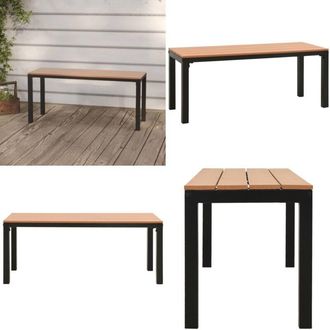 vidaXL Gartenbank 110 cm Stahl und WPC Braun und Schwarz - Terrassenbank - Witterungsbest&auml;ndig