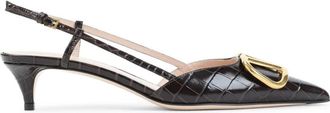 Valentino Garavani Escarpins slingback VLogo Signature - Femme - Chaussures - Brun - Taille: 38 1/2 EU