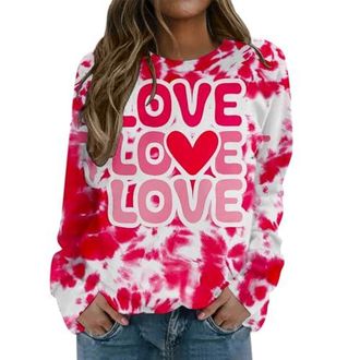 Generic Sweat &agrave; capuche imprim&eacute; &agrave; manches longues et col rond pour la Saint-Valentin 2026, Rouge, XL