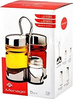 hOme Home Ölflasche, 4 Stück, Edelstahl, transparent, 10 x 10 x 23 cm