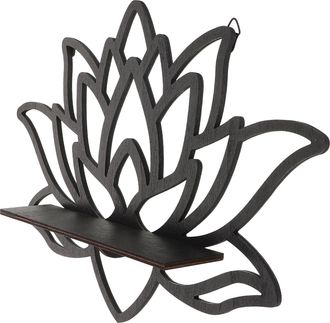 NUOBESTY Lotus Wandregal Schwebendes Eckregal mit Lotusblumen Design Dekoratives Wandregal f&uuml;r Schlafzimmer und Wohnzimmer Platzsparendes Holzregal f&uuml;r Kristal