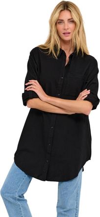 Kaffe Langarm - Hemd KAnaya Damen Hemd Langarm Kragen Lang Casual Hemdbluse 38, Black Deep