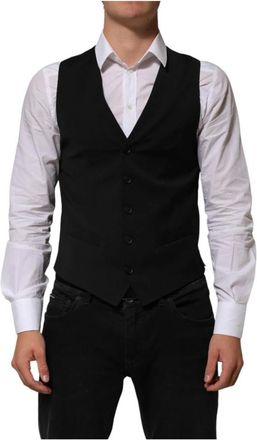 Dolce & Gabbana Homme, Costumes, Noir, Taille: XS Gilet de Costume Formel en Polyester