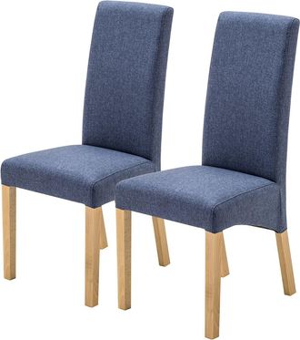 Ars Natura home24 Polsterstuhl Foxa 2er-Set 47 x 102 x 57cm Blau/Nachtblau