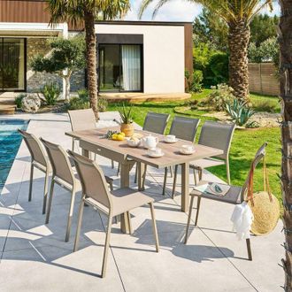 Hesperide Table de jardin 8 places Piazza extensible caf&eacute; - Hesp&eacute;ride