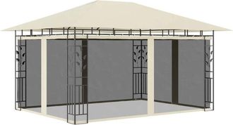 vidaXL Vidaxl - Belv&eacute;d&egrave;re avec moustiquaire 4x3x2,73 m Cr&egrave;me 180 g/m&sup2;