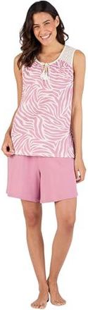 Damart Pyjashort en Maille Jersey Pur Coton Femme Rose Imprim&eacute; Taille 46-48 (L)