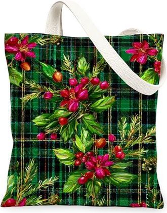 Generic Sacs fourre-tout vintage en toile &agrave; motif floral d&eacute;coratif, sacs de courses r&eacute;utilisables, l&eacute;gers et lavables en toile pour voyage, plage, pique-nique