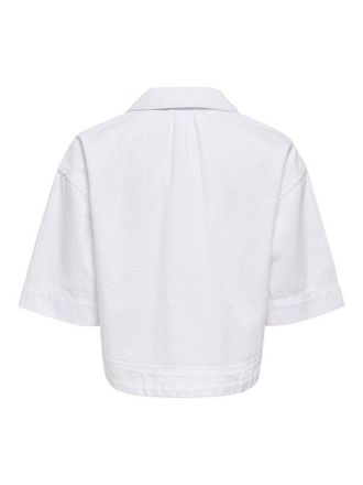 Only T-Shirt ONLCLEO LIFE SS CROP DNM SHIRT PIM, White Denim