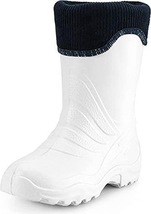 Ladeheid Bottes de Pluie Thermiques en EVA Mixte Enfant Fille Garçon LA-861-2017 (Blanc/Bleu, 32/33 EU)