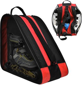 Generic Rollschuh-Tasche, ideal f&uuml;r Rollschuhe, Schlittschuhe, Rollerblade, Eishockeyschlittschuhe, Schlittschuhtasche f&uuml;r Kinder und Erwachsene, Rot
