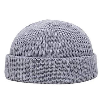 Generic Casquette de baseball Bandeau Garder Chapeau Laine Hiver Chaud Ourlet Mode Casual Unisexe Chapeau Ski Bonnet Tricot&eacute; Casquettes Structu Chapeau, gris,