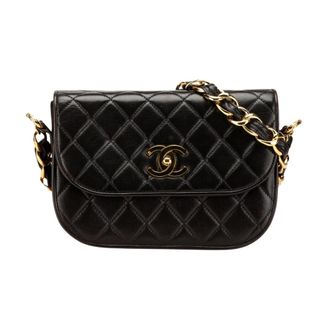 Chanel Pre-owned CC Quilted Lambskin Chain Flap - Femme - Pre-owned - Noir - Taille: ONE Size