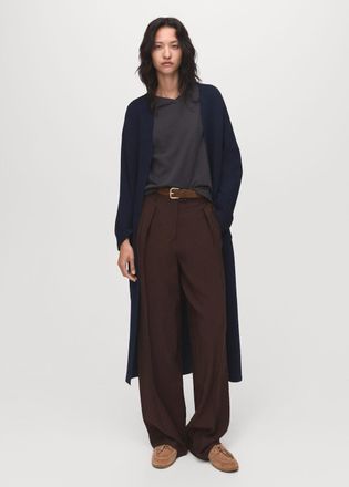 Mango Langer Strickmantel dunkles marineblau - Damen - S - MANGO