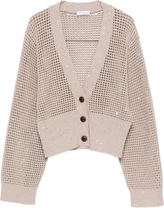 Brunello Cucinelli Femme, Pulls, Beige, Taille: 40 FR Knit Cardigan