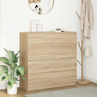 vidaXL Vidaxl - Buffet en ch&ecirc;ne sonoma 100x35x99 cm - Bois ding&eacute;nierie - Rangement multifonctionnel pour salon, chambre, bureau - Surface facile &agrave; nettoyer