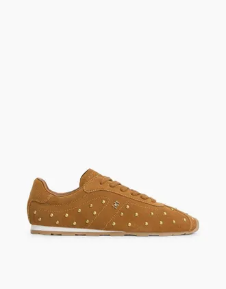 Tommy Hilfiger Sneaker aus Wildleder mit Nieten in Ginger Clay-Braun