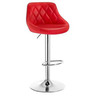 Woltu 1 x Tabouret de Bar en Similicuir Hauteur réglable,Rouge BH23rt-1