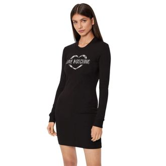 Love Moschino Femme, Robes, Noir, Taille: 38 FR Chic Robe Logo en M&eacute;lange de Coton