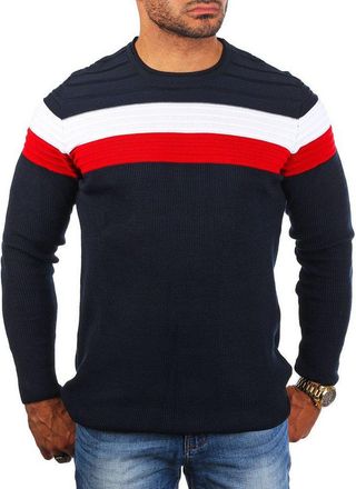 Carisma Strickpullover Herren leichter Feinstrick einfarbig uni gestreift retro Look 7558