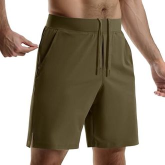 Generic Short d&eacute;contract&eacute; pour homme 17,8 cm Short extensible Robe de travail Short pour hommes avec 4 poches L&eacute;ger, vert, 3XL