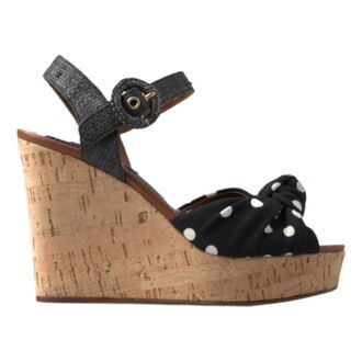 Dolce & Gabbana Polka-Dot Kn&ouml;chelriemen Keile - - Shoes - Damen - Schwarzk - 36 EU