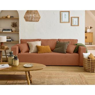 Best Mobilier Bestmobilier - Topaze - 3-sizter sofa - schlaffunktion und bettkasten - aus stoff - terrakotta