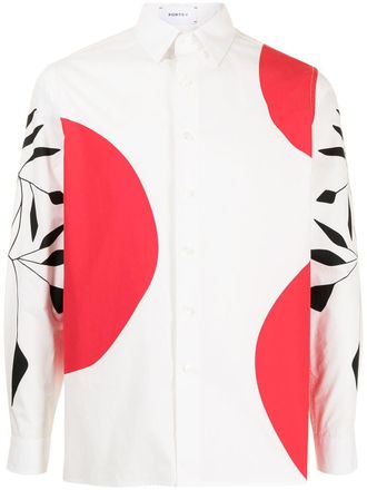 Ports V chemise &agrave; imprim&eacute; graphique - Blanc