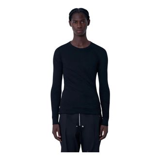 Rick Owens Homme, Tops, Noir, Taille: M T-shirt &agrave; Manches Longues en Coton