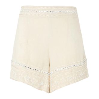 Twinset Bestickte Leinen Shorts Beige - - Shorts - Damen - Beige - M